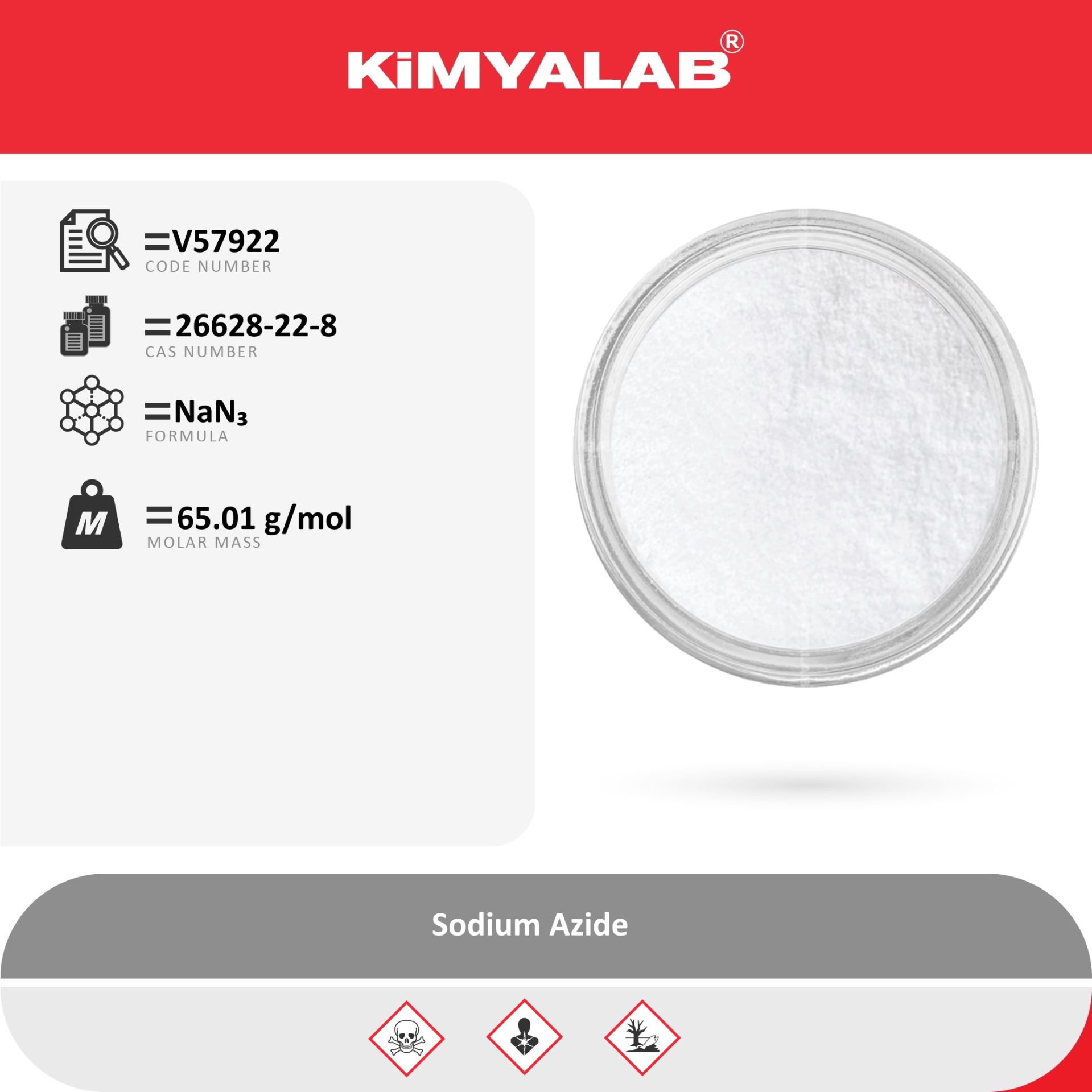 Kimyalab Sodyum Azotür 1 Kg - Sodium Azide