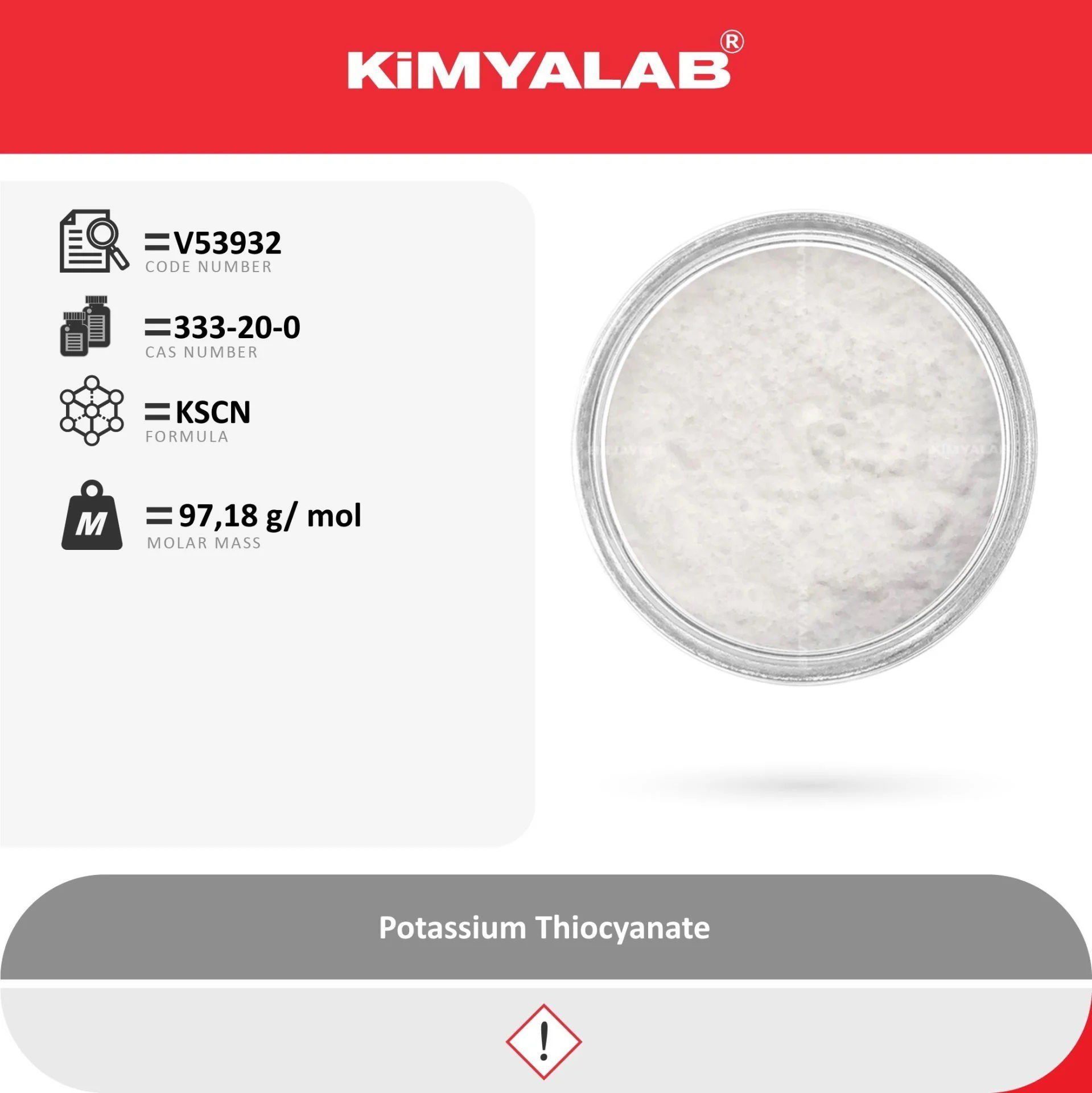 Kimyalab Potasyum Tiyosiyanat 100g - Potassium Thiocyanate